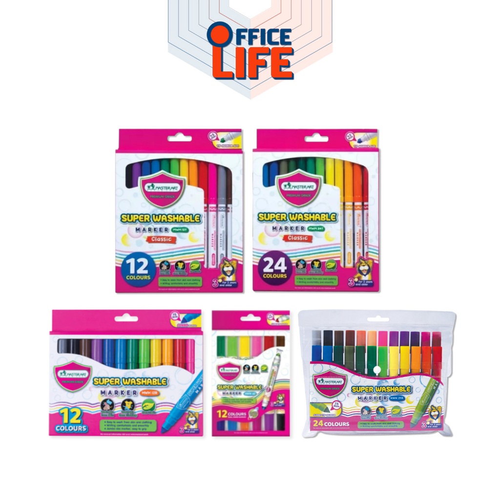 Master Art (มาสเตอร์อาร์ต) สีเมจิก ปากกาเมจิก ล้างออกได้ รุ่น MWM-6D ...