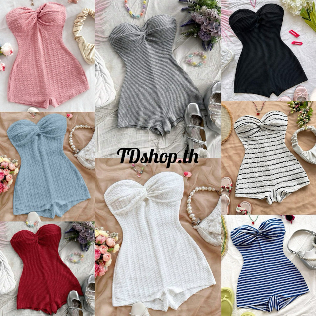 PRE-ORDER 7-10 วัน WYWH ชุดจั๊มสูท Jumpsuit เกาะอก เซ็กซี่ ผ้าทอ 🔖 งานป้ายชีอิน | Shopee Thailand