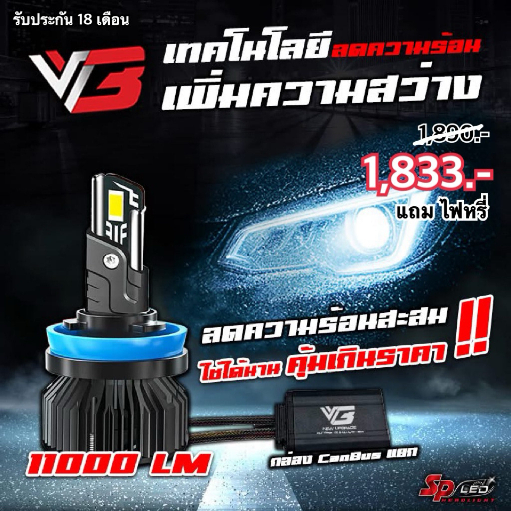 ไฟหน้ารถยนต์ SP-LED รุ่น NEW V.3 (ขั้ว H4, H11, H7, HB3(9005)) | Shopee Thailand