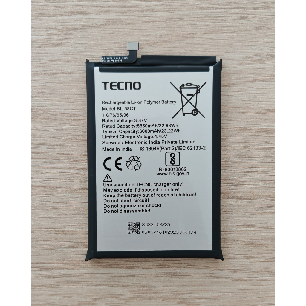 แบตเตอรี่ BL-58CT For Tecno Spark 7 / Tecno Spark 7T / KE6 / KE6J ...