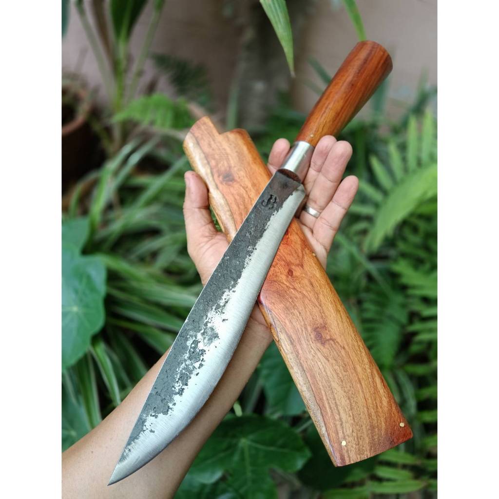 มีดเหน็บ อีเหน็บ E-Nep มีดสนาม มีดเดินป่า มีดแคมป์ 9.5” SUP9 ตีร้อนชุบแข็ง ผิวไฟ ด้ามฝักไม้ ...