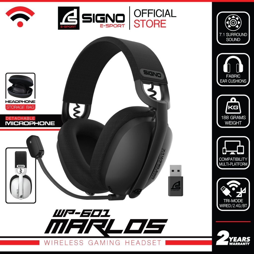 SIGNO E-Sport 7.1 Wireless Gaming Headset MARLOS รุ่น WP-601 (หูฟัง ...