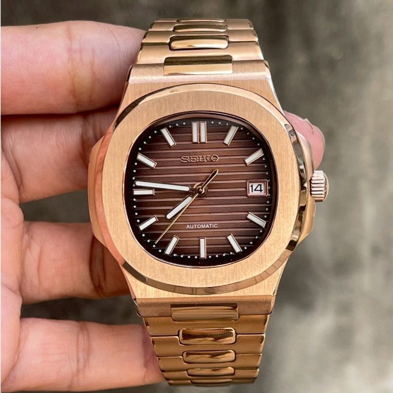 SEIKO MOD NAUTILUS WITH DATE ROSE GOLD [ PRE-ORDER ] | Shopee Thailand