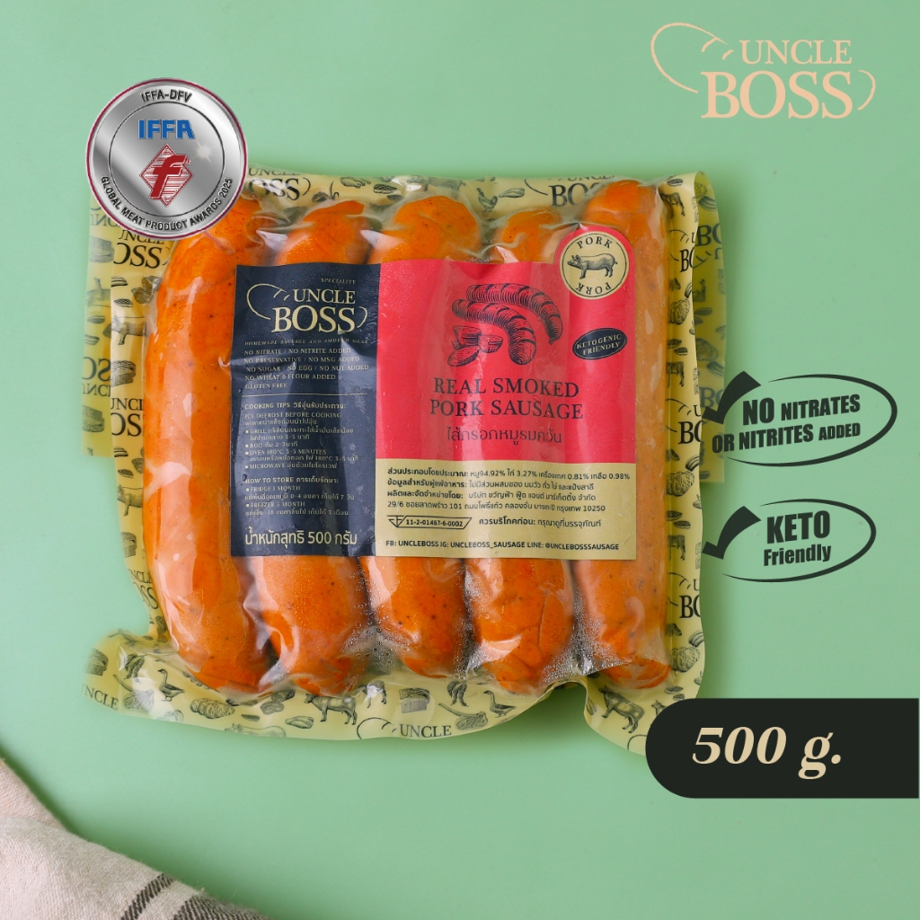 Uncle Boss_Real Smoked Pork Sausage (Keto) | Shopee Thailand