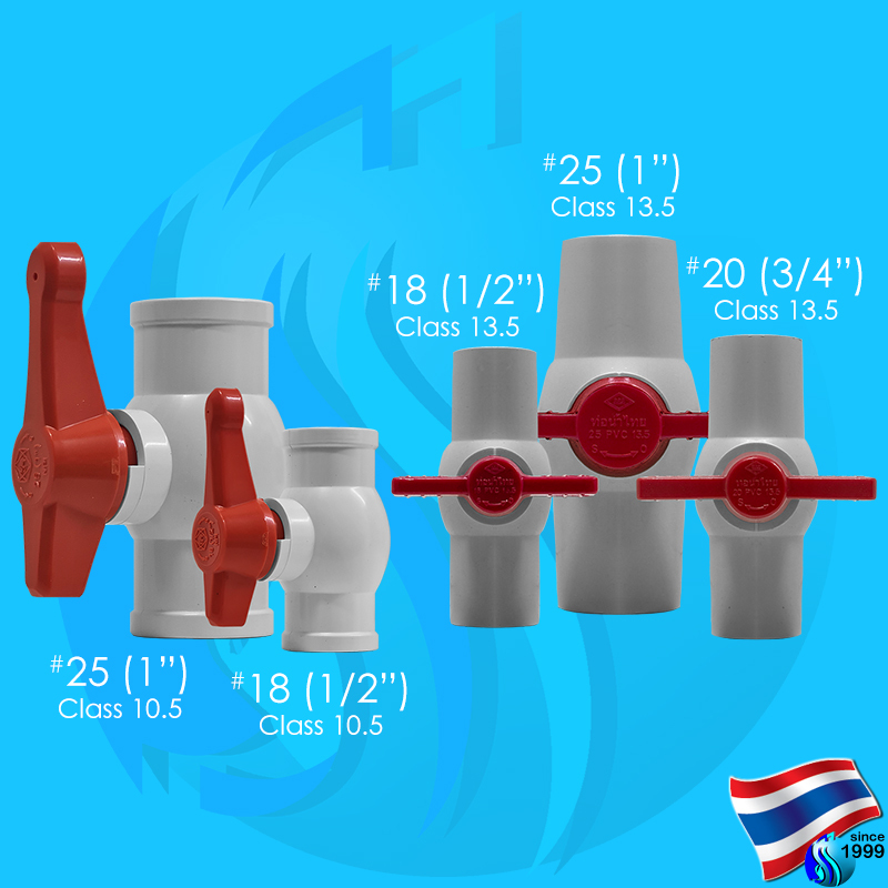 SCG / Thaipipe Ball Valve White PVC 1/2" 3/4" 1" class 10.5 13.5 บอล ...