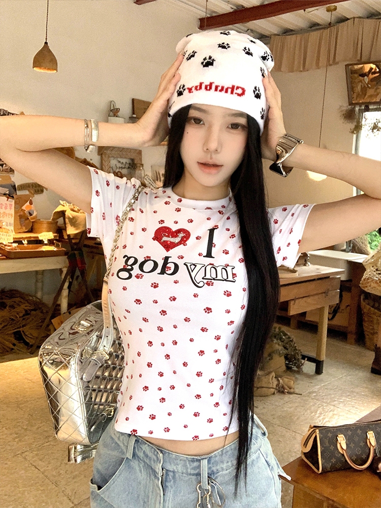 เสื้อยืด เสื้อยืดผู้หญิง ลายอักษร ลายหมา สไตล์สาวฮอต#2354 | Shopee Thailand