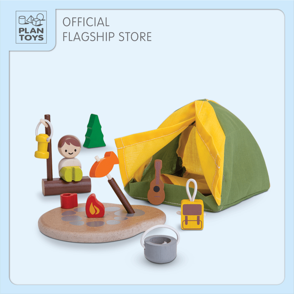 PlanToys ของเล่นไม้ 6624 Camping Set ชุดแคมป์ปิง เสริมพัฒนาการ สำหรับเด็กอายุ 3 ปี ขึ้นไป ...