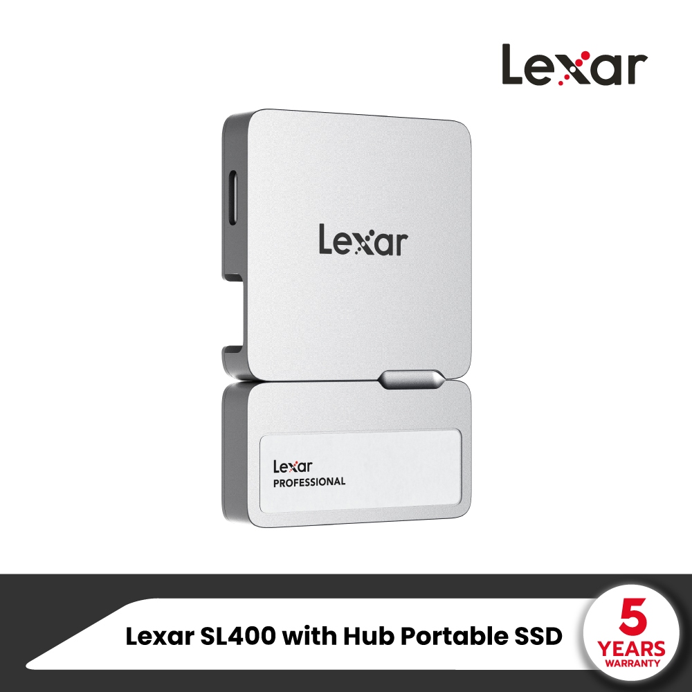 Lexar Professional Go Portable SSD SL400 with Hub 1TB Silver (LSL400S001T-RNSNG) Write1000MB/s ...