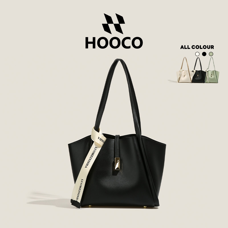 HOOCO กระเป๋าโท้ท หนัง PU กระเป๋าสะพายไหล่ผู้หญิง กระเป๋าโท้ทลําลอง ...