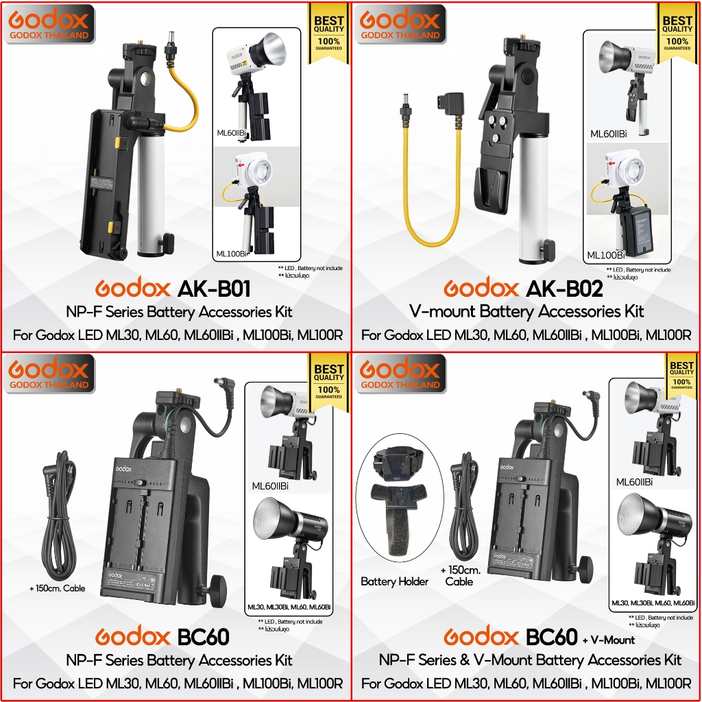 Godox AK-B01, AK-B02, BC60 Battery Adapter Kit สำหรับ ML30, M60, ML60II ...