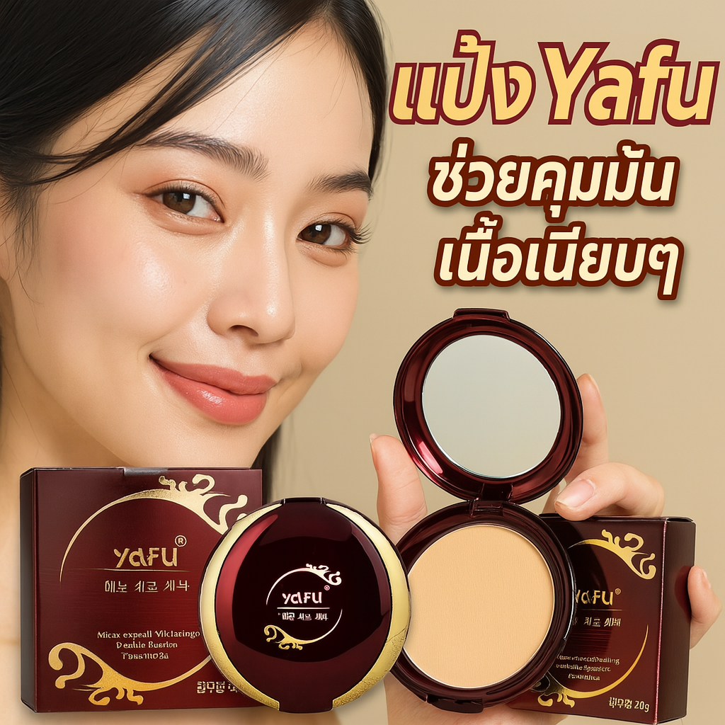 แป้งพัฟ YAFU 988 สุดฮิต แป้ง 2 ชั้น แป้งพัฟผสมโสม+ไวท์เทนนิ่ง เอสเซ้นต์+ไข่มุกบริสุทธิ์ คุมมัน ...