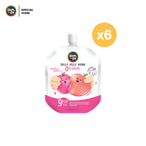 (แพ็ก 6 - 24) Sunsu ถุงดูดวุ้นสำเร็จรูปคาราจีแนนผสมบุกผง กลิ่นพีชและลิ้นจี่ | Shopee Thailand