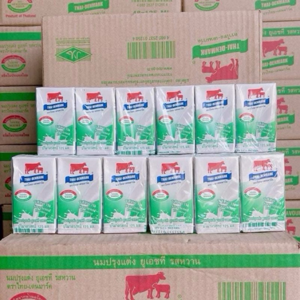 นมไทยเดนมาร์กรสหวานขนาด125ml.48กล่องหมดอายุ23/10/2025 | Shopee Thailand