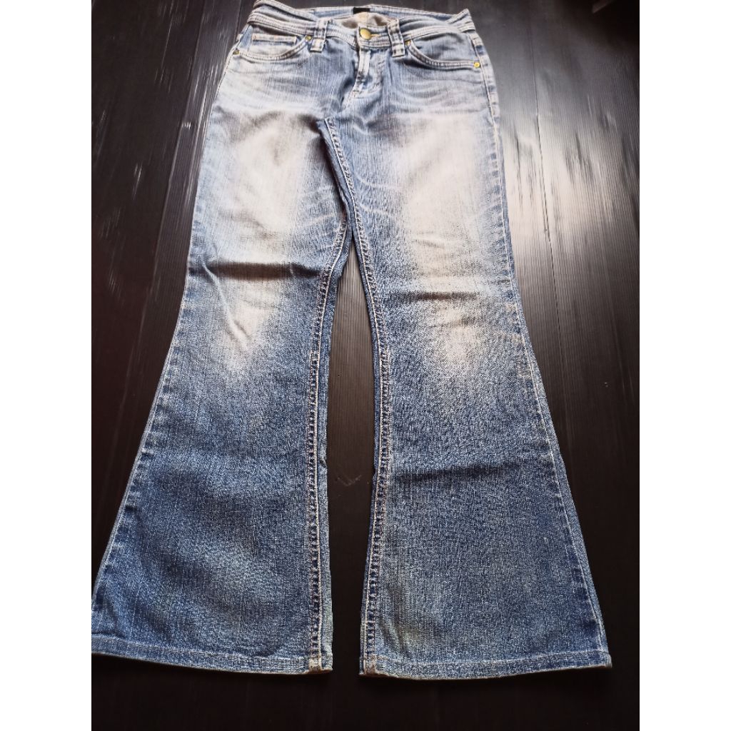 H544 ยีนส์หญิงมือสอง เอวสูง ขากว้าง ไม่ยืด รายละเอียด ใต้รูป | Shopee ...