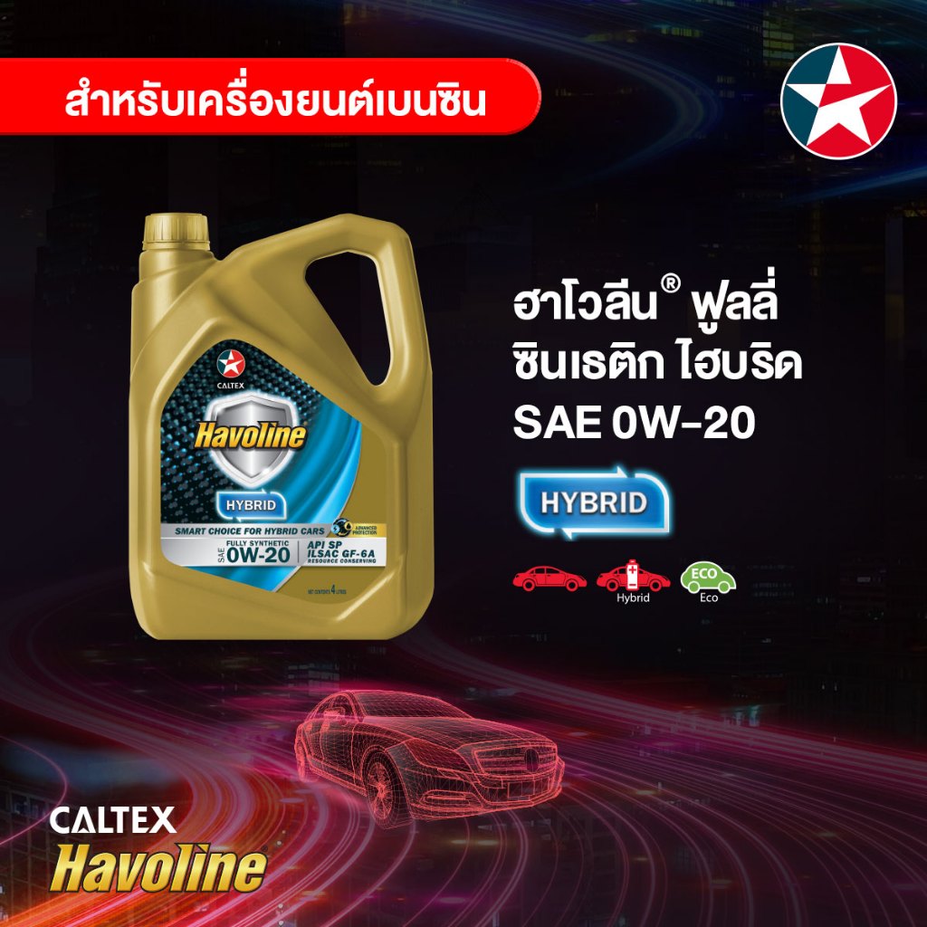 Caltex น้ำมันเครื่องเบนซิน ฮาโวลีน® ฟูลลี่ ซินเธติก ไฮบริด สังเคราะห์ ...