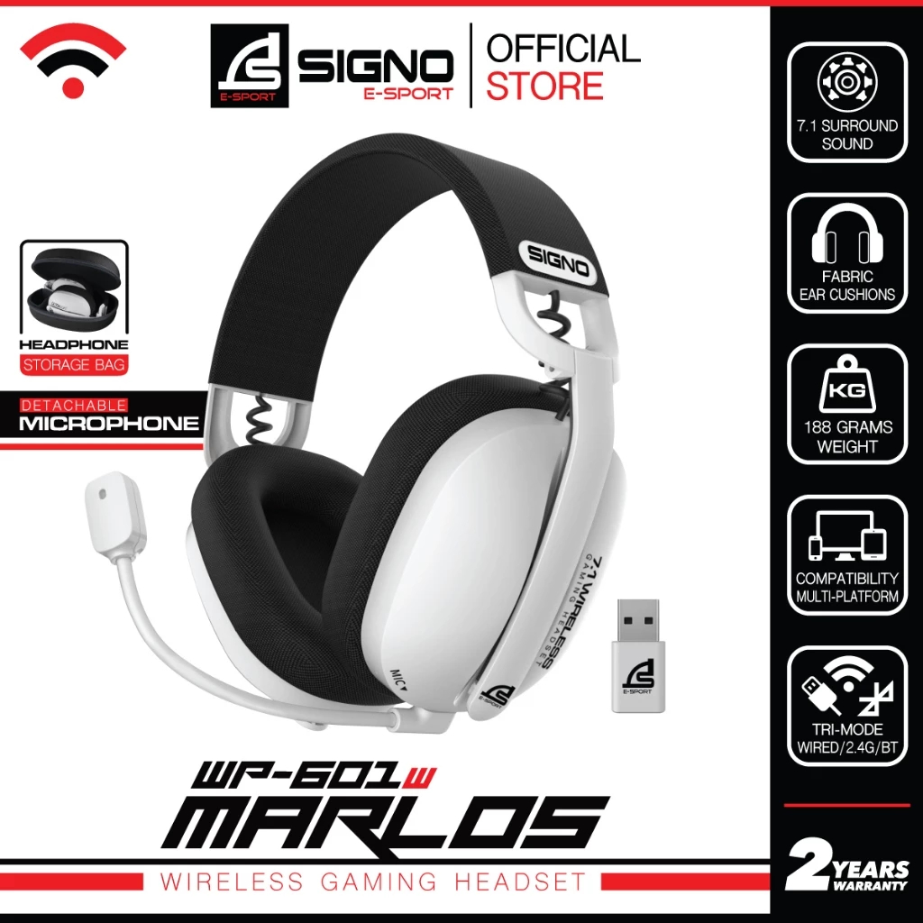 WP-601 หูฟังเกมมิ่ง Signo MARLOS WP-601 Wireless 7.1 Black สามารถเชื่อม ...