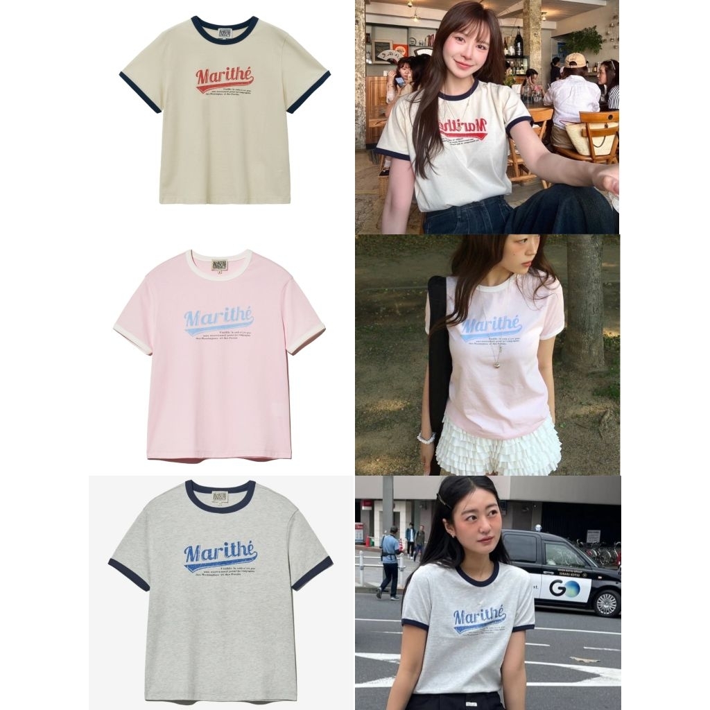 (สินค้าพร้อมส่ง!!!!) MARITHE W VINTAGE BASEBALL RINGER TEE 🇰🇷 (ส่งแมส ...