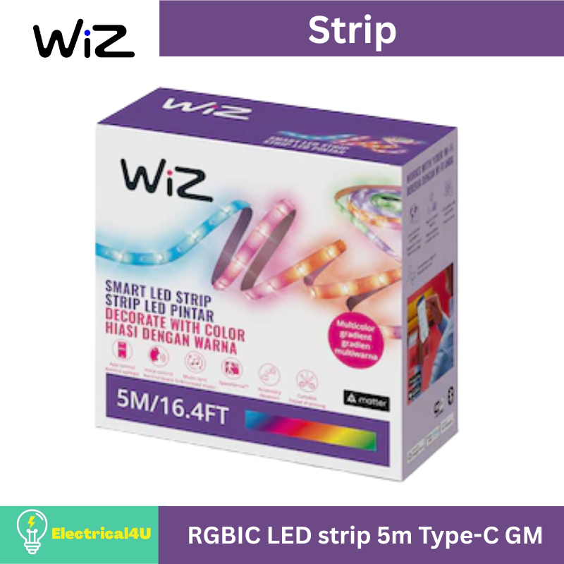 WiZ RGBIC LED Strip 5m ไฟเส้นอัจฉริยะ เปลี่ยนสีได้ (เซทได้หลายสีในเส้น ...