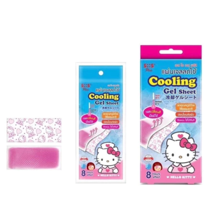 SOS PLUS SOS Cooling Gel Sheet ลายHello Kittyแผ่นเจลลดไข้ เปลี่ยนสี ...