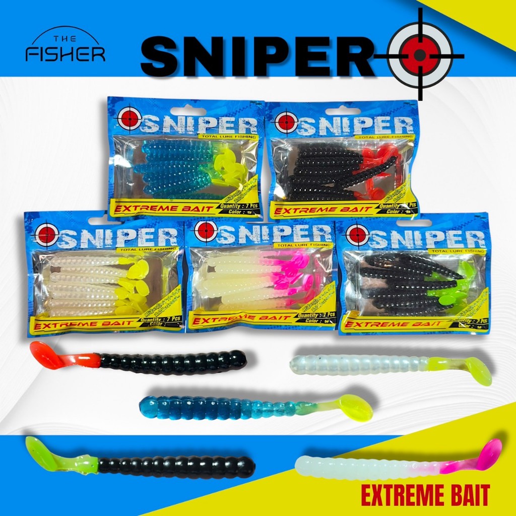 A12 SNIPER หนอนยาง EXTREME BAIT ตกปลาช่อนเท็กซัส 7pcs. | Shopee Thailand