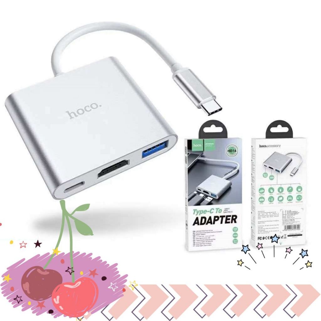 พร้อมส่งจากไทย Hoco HB14 ตัวแปลงสัญญาณ USB-C to HDTV 4K 30Hz USB3.0 ...