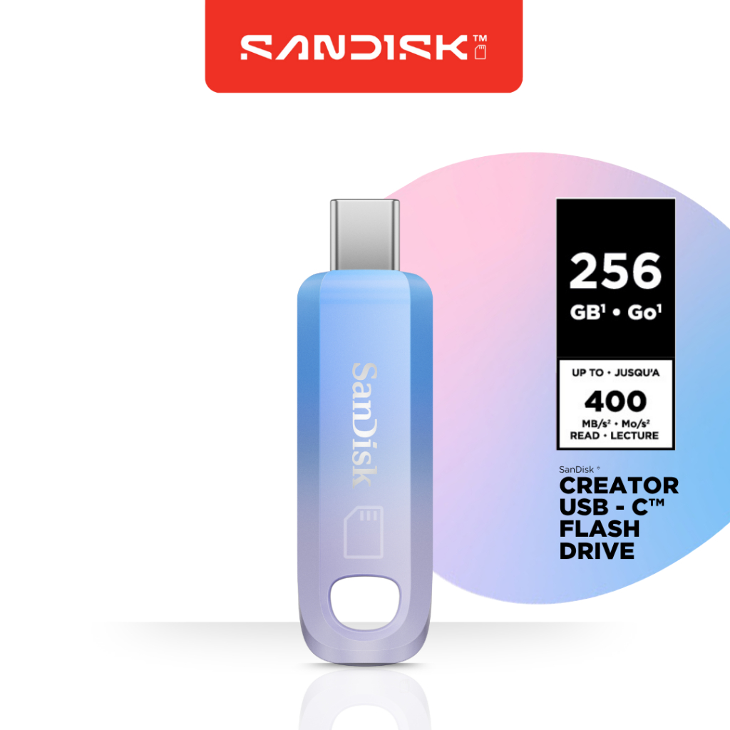 SanDisk Creator USB-C Flash Drive - 256GB Read Up to 400MB/s USB 3.2 ...