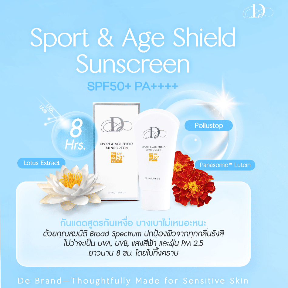 Sport & Age Shield Sunscreen 50ml. Board Spectrum สูตรบางเบาซึมง่าย ...