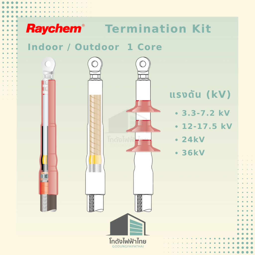 RAYCHEM TERMINATION KIT หัวสายแรงสูง 1C Indoor / Outdoor, 3.3-7.2kV, 12 ...
