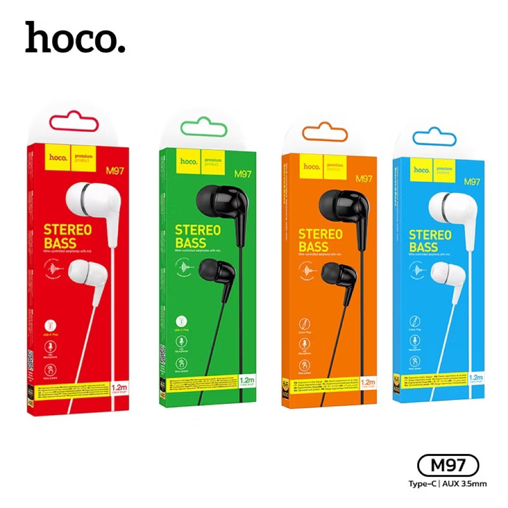 หูฟังสมอลทอร์ค Hoco M97 Small Talk หูฟังแบบมีสาย สำหรับ Aux3.5 mm/TypeC ไมโครโฟนในตัว สายยาว 1.2 ...