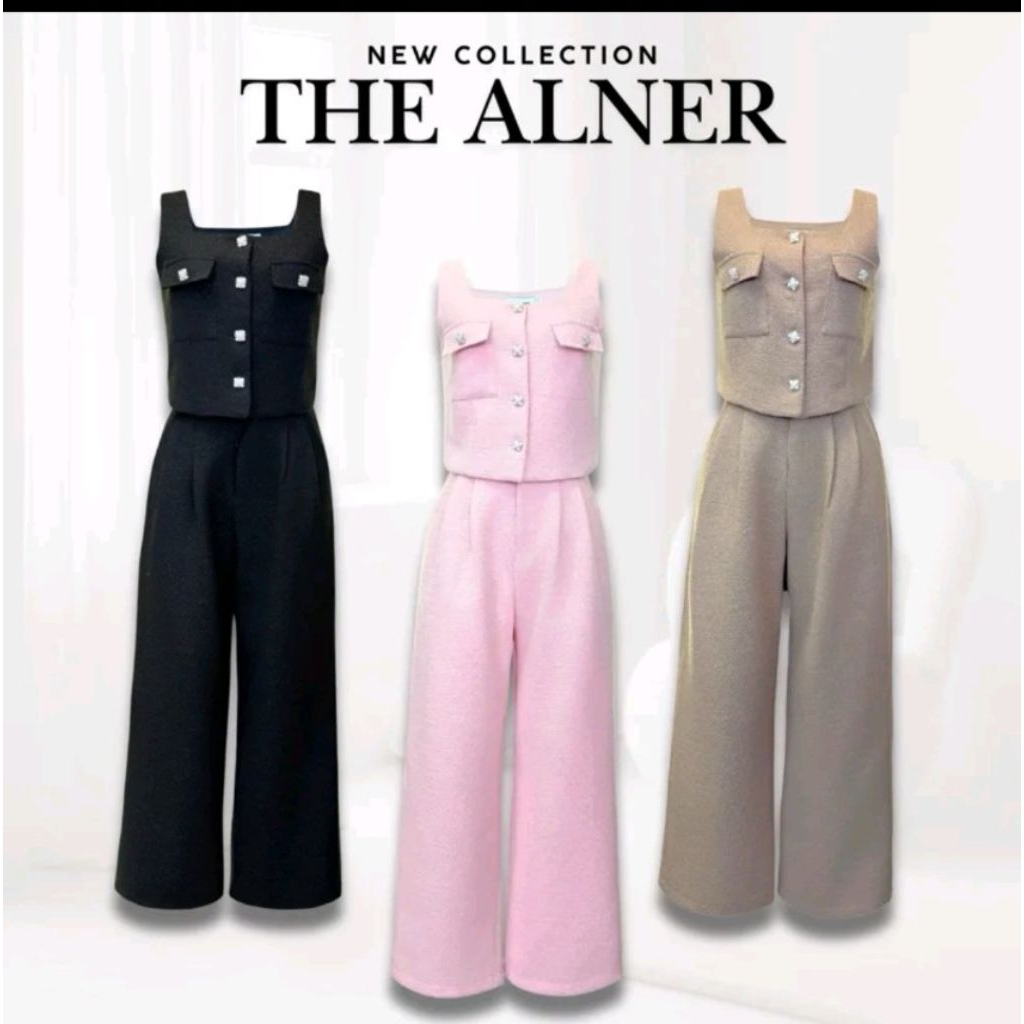 เซตกางเกง ผ้าทวิต ป้าย The Alner sz.XL สีชมพู | Shopee Thailand