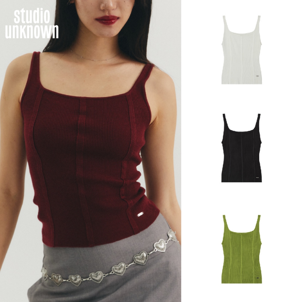 STUDIO UNKNOWN - Seamed knit tank top เสื้อกล้ามนิตต่อตะเข็บ | Shopee Thailand