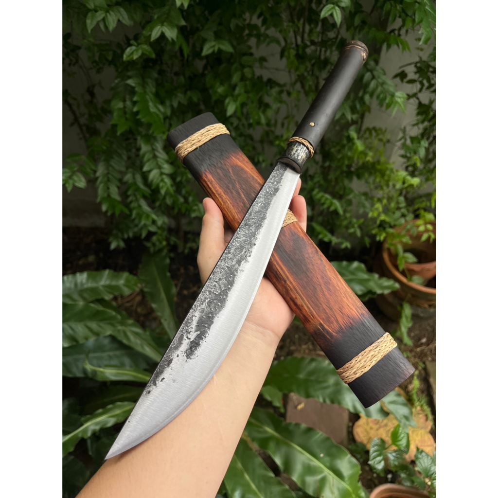 มีดลาบ Machete มีดปลายหว้าย E-nep อีเหน็บ มีดเดินป่า Camp มีดสนาม ใบ 10” ตีร้อนชุบแข็ง ผิวไฟ ...