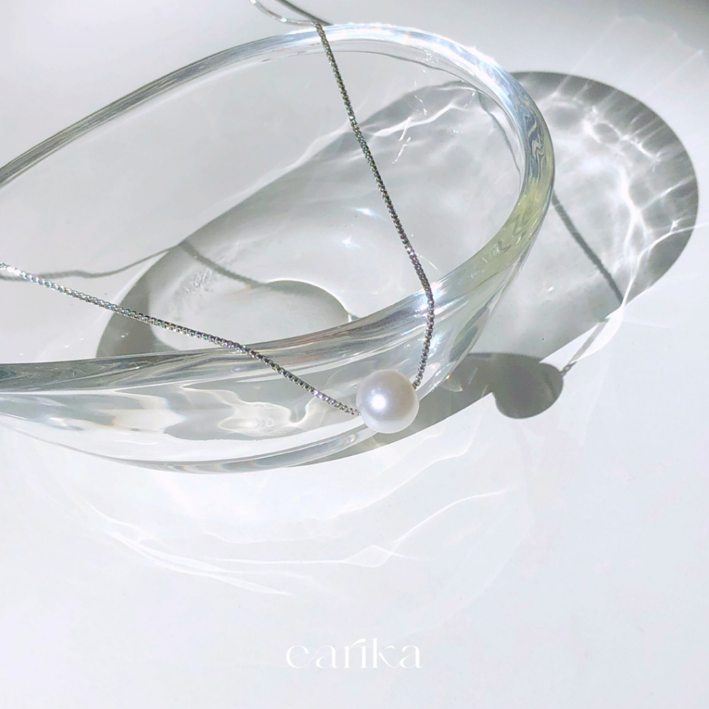 earika.earrings - white pearl dot necklace สร้อยคอเงินแท้จี้ไข่มุกเม็ดเดี่ยว S92.5 ปรับขนาดได้ ...