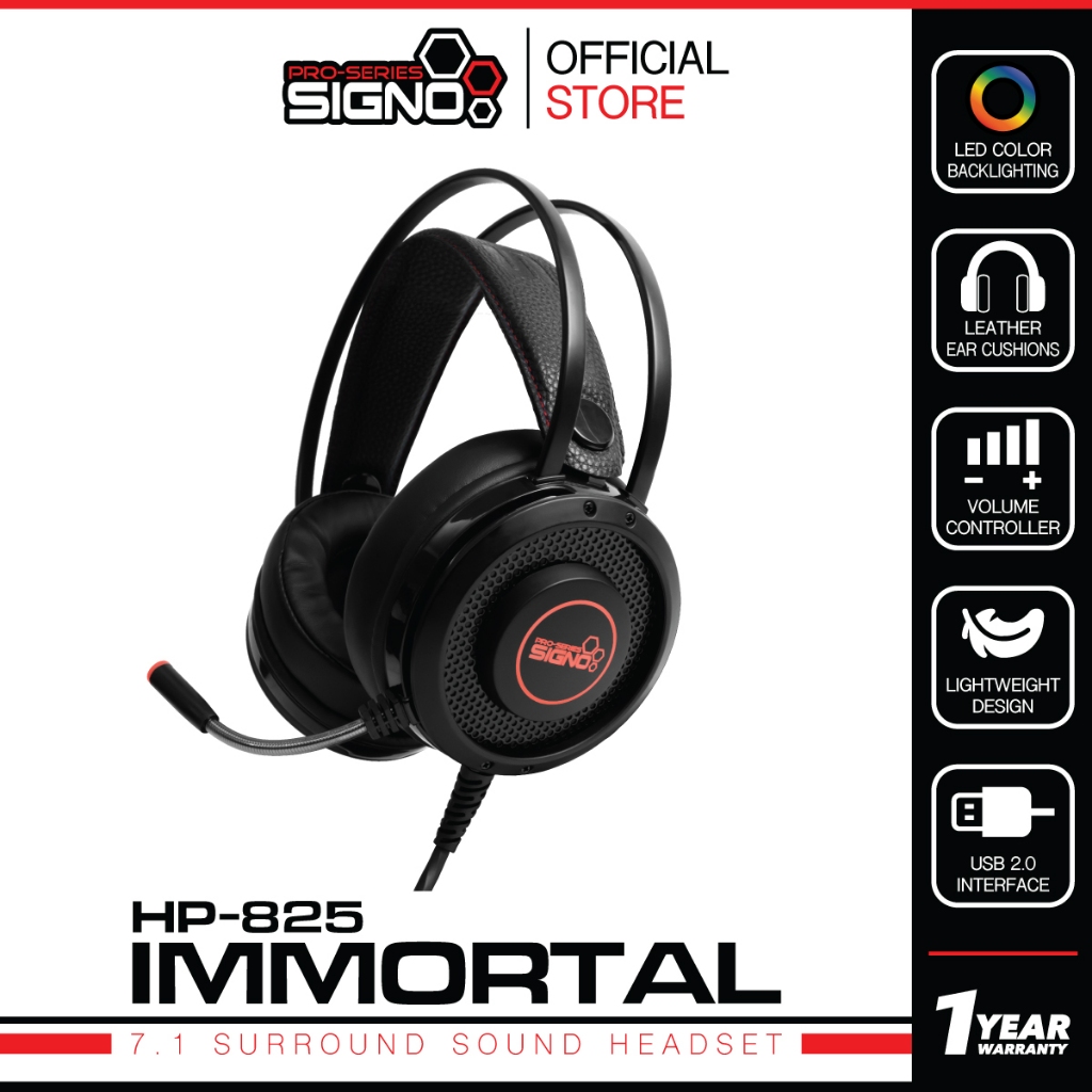SIGNO 7.1 Surround Sound Gaming Headphone IMMORTAL รุ่น HP-825 (หูฟัง ...