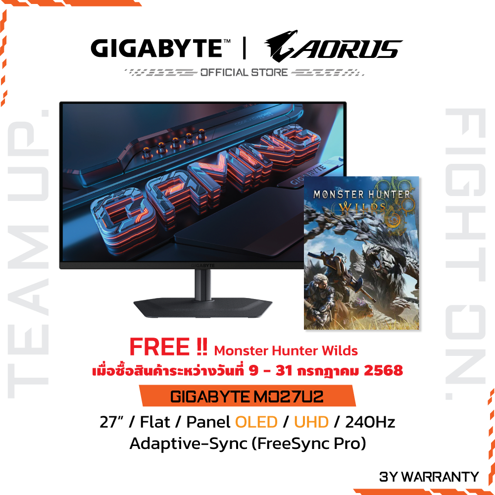 GIGABYTE MO27U2 Gaming Monitor (จอมอนิเตอร์) | 27" UHD | QD-OLED | 0.03ms | 240Hz | Adaptive ...