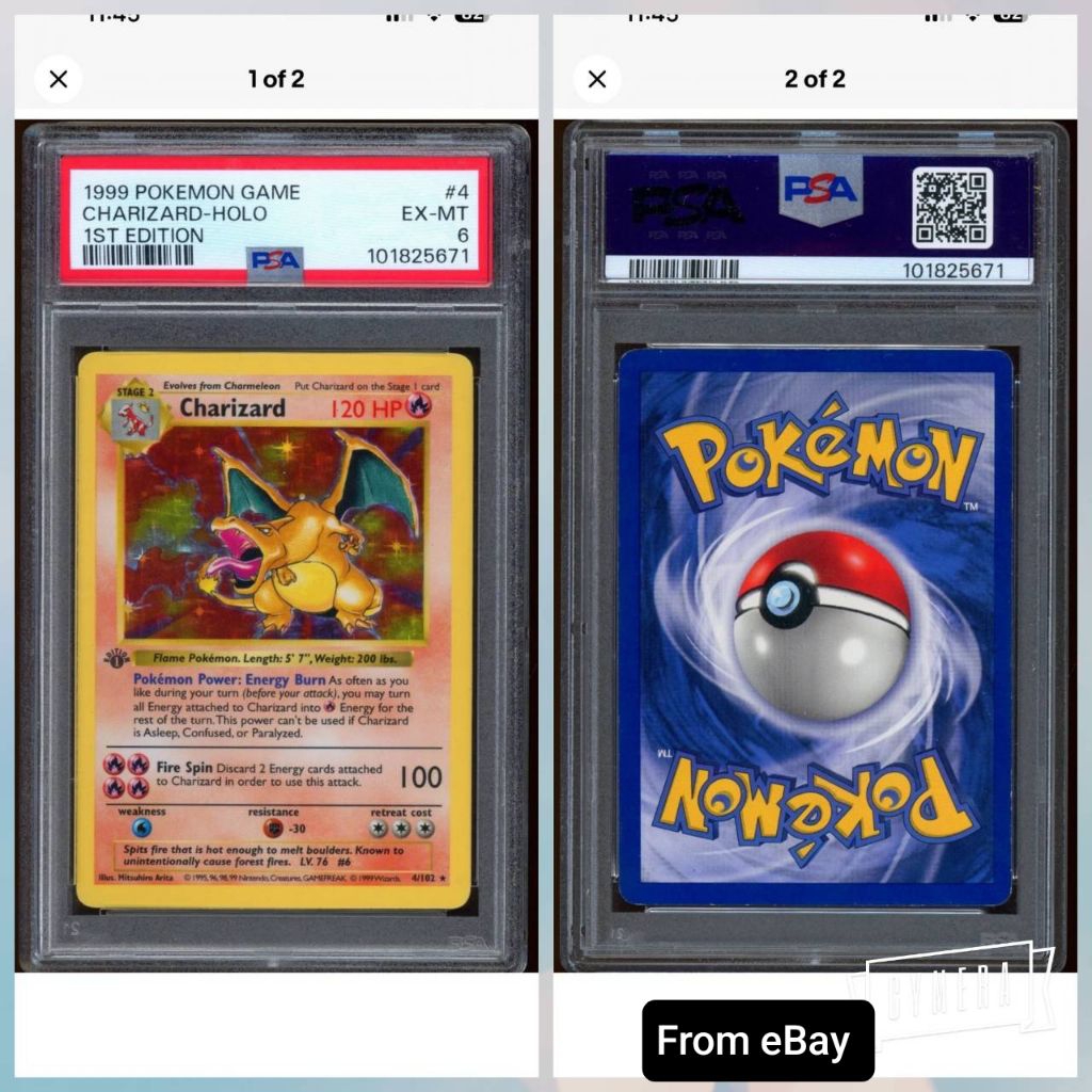 1999 Pokemon Game Charizard-Holo "1st Edition" PSA Grade 6 (EX-MT ...