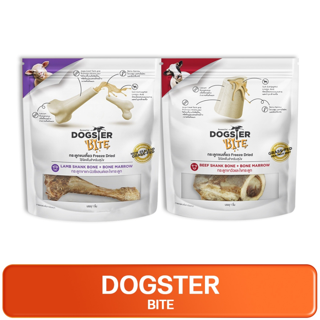 DOGSTER Bite Beef Shank Bone & Freeze Dried Dog Chew with Bone Marrow ...