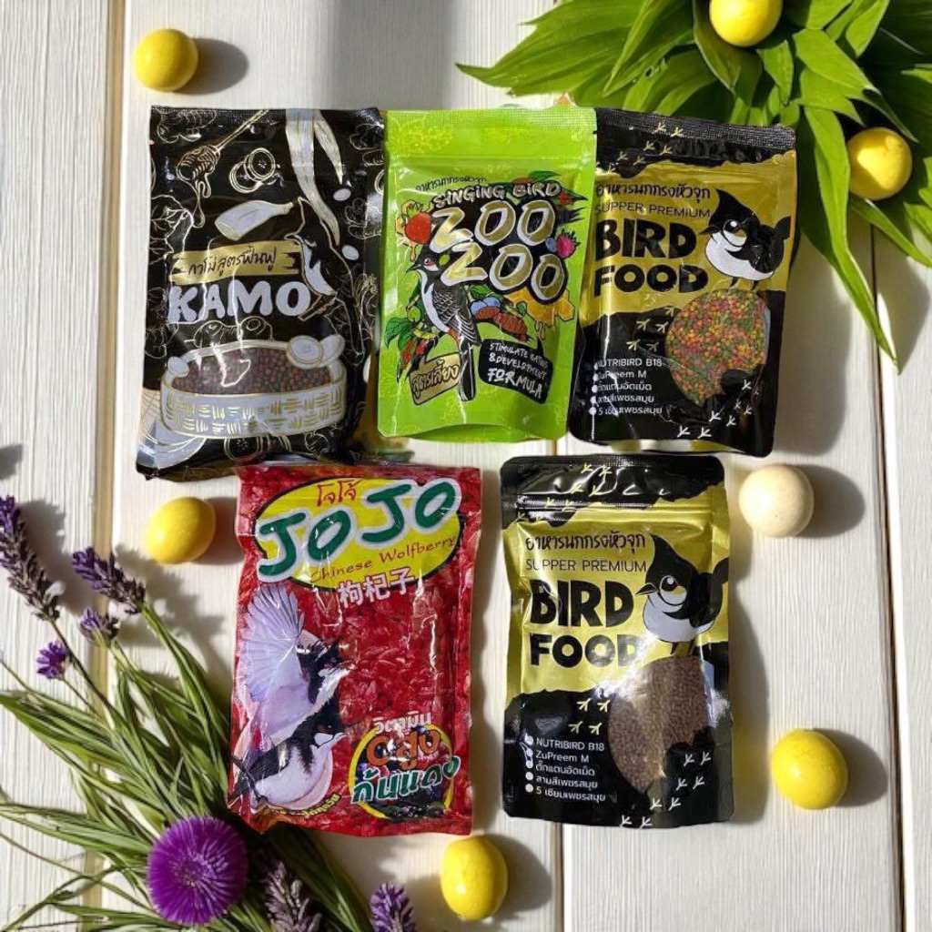 อาหารนกชุดรวม 5 ถุง กาโม่+โจโจ้+เบิร์ดฟรุตตี้+4คิง+ซูเลี้ยง | Shopee ...
