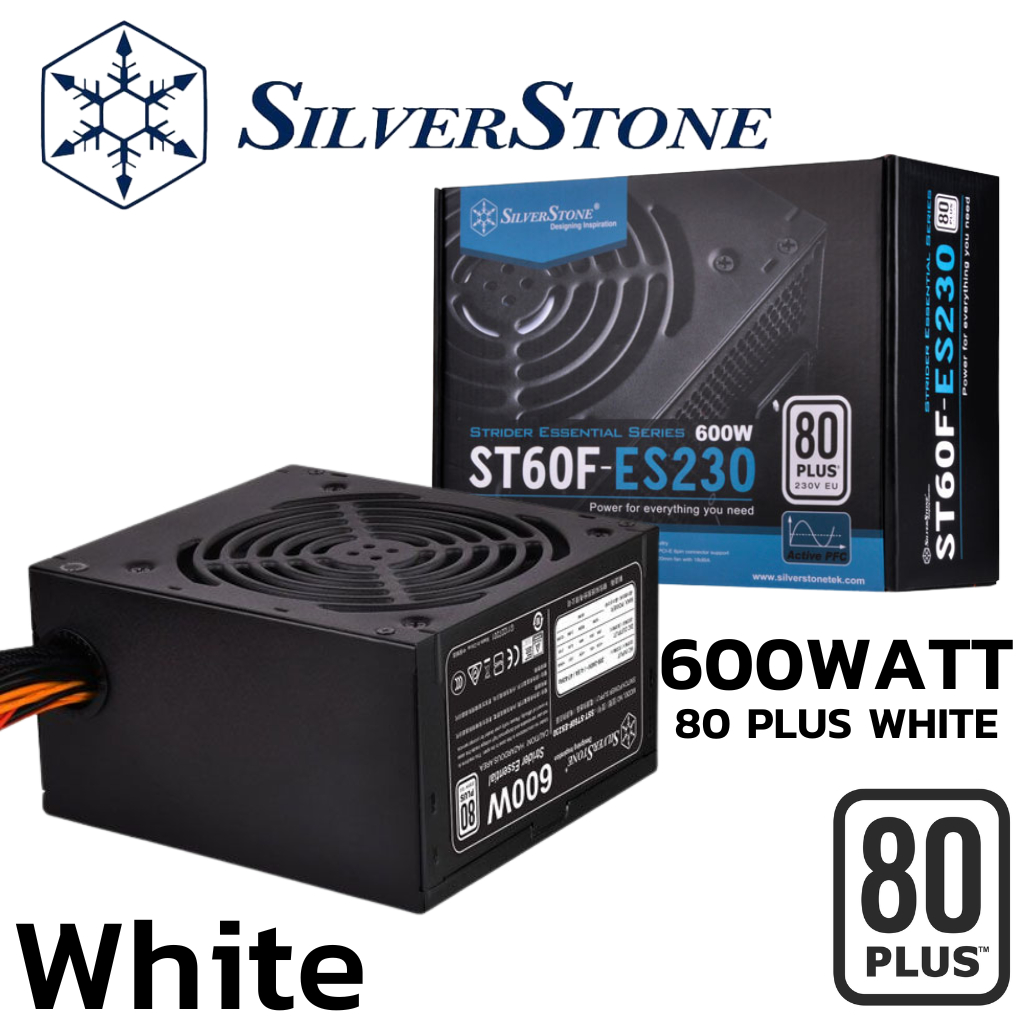 POWER SUPPLY (อุปกรณ์จ่ายไฟ) SILVERSTONE STRIDER ESSENTIAL 600W 80 PLUS ...