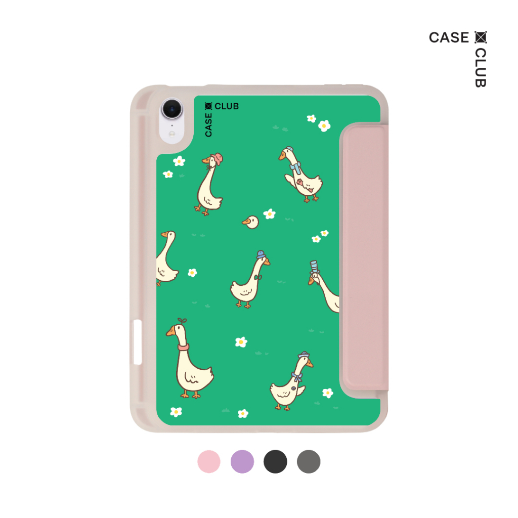 CaseClub เคสไอแพด หลังใส ฝาปิดสี ลาย Flower Duck Pattern สำหรับ iPad ...