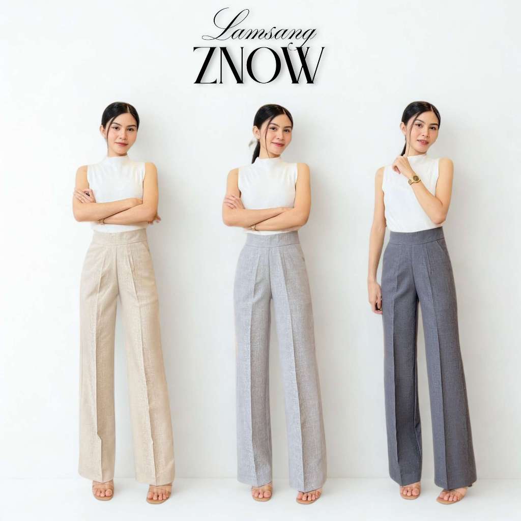 LAMSANG P05 Znow Pants กางเกงเอวสูงกระบอกกลางซิปหลัง | Shopee Thailand