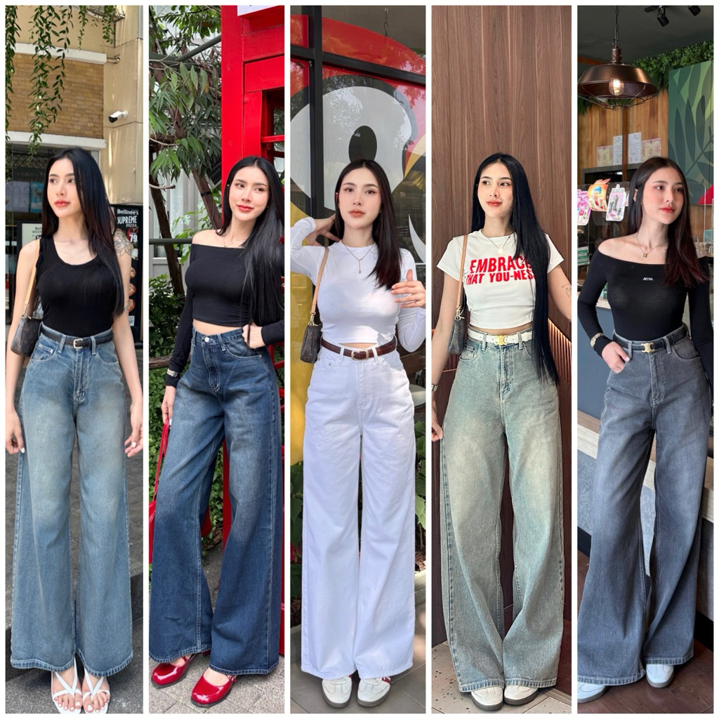 กางเกงยีนส์ขากระบอกใหญ่ เอวสูงมากผ้าไม่ยืด (ป้ายFAHSU)รุ่น biggy jeans ...