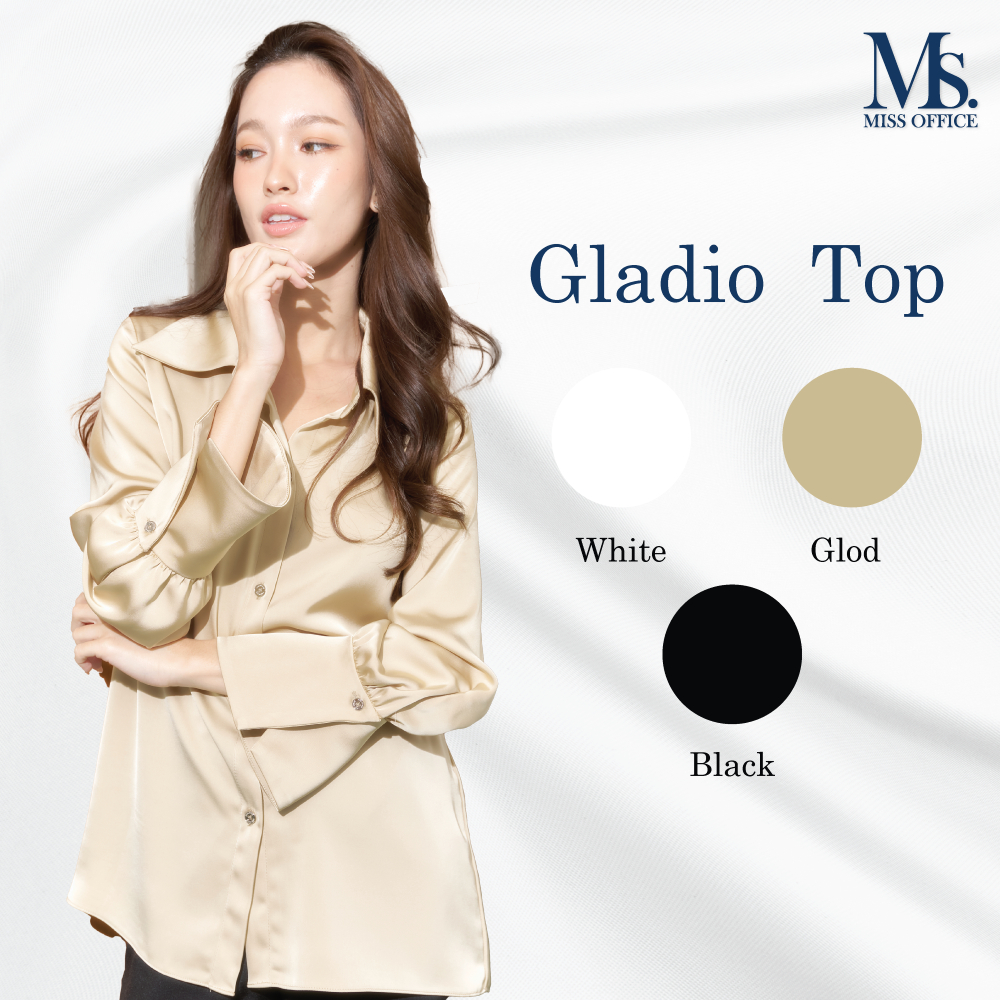 Miss office เสื้อเชิ้ตปกแหลมแต่งขอบแขน Gladio shirt (MT-350) | Shopee Thailand