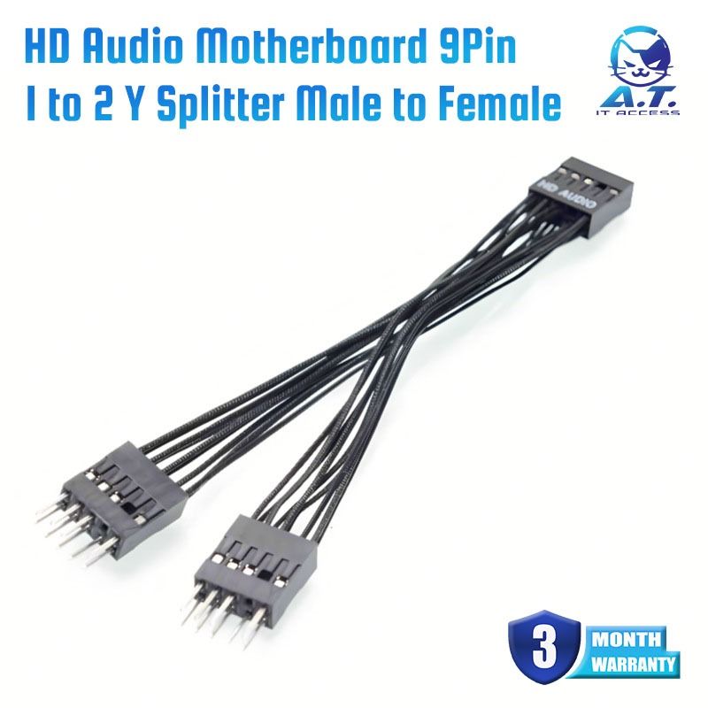 HD Audio Motherboard 9Pin Audio 1 to 2 Port Multiplier Y Splitter Male ...