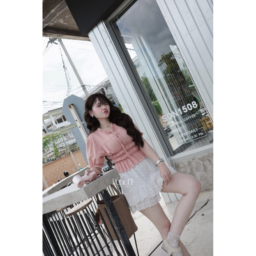 Dreamy top เสื้อเนื้อผ้าฝ้ายแขนตุ๊กตา | Shopee Thailand