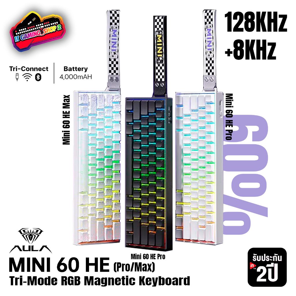 AULA Mini 60 HE(Pro/Max)Tri-Mode RGB Magnetic Switch Keyboard High ...