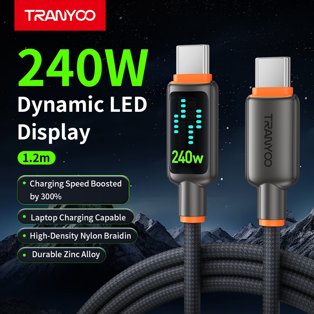 TRANYOO สายชาร์จเร็วมือถือ 240W TYPE-C เอฟเฟกต์แสงแบบไดนามิก ชิป E-MARKER lig&tning 36W | Shopee ...