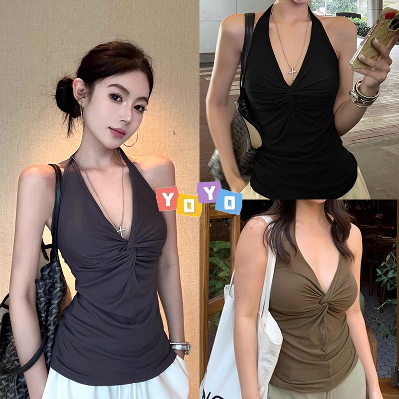 YOYO พร้อมส่ง ️️คอวีเสื้อกล้าม เข้ารูปสไตล์ สาวฮอต เซ็กซี่ แต่งตัวไป ...