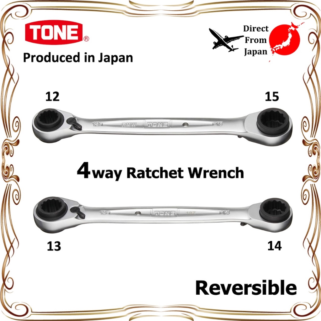 【Direct from Japan】TONE 4way Ratchet Wrench RMW-1215 12×14×13×15mm ...