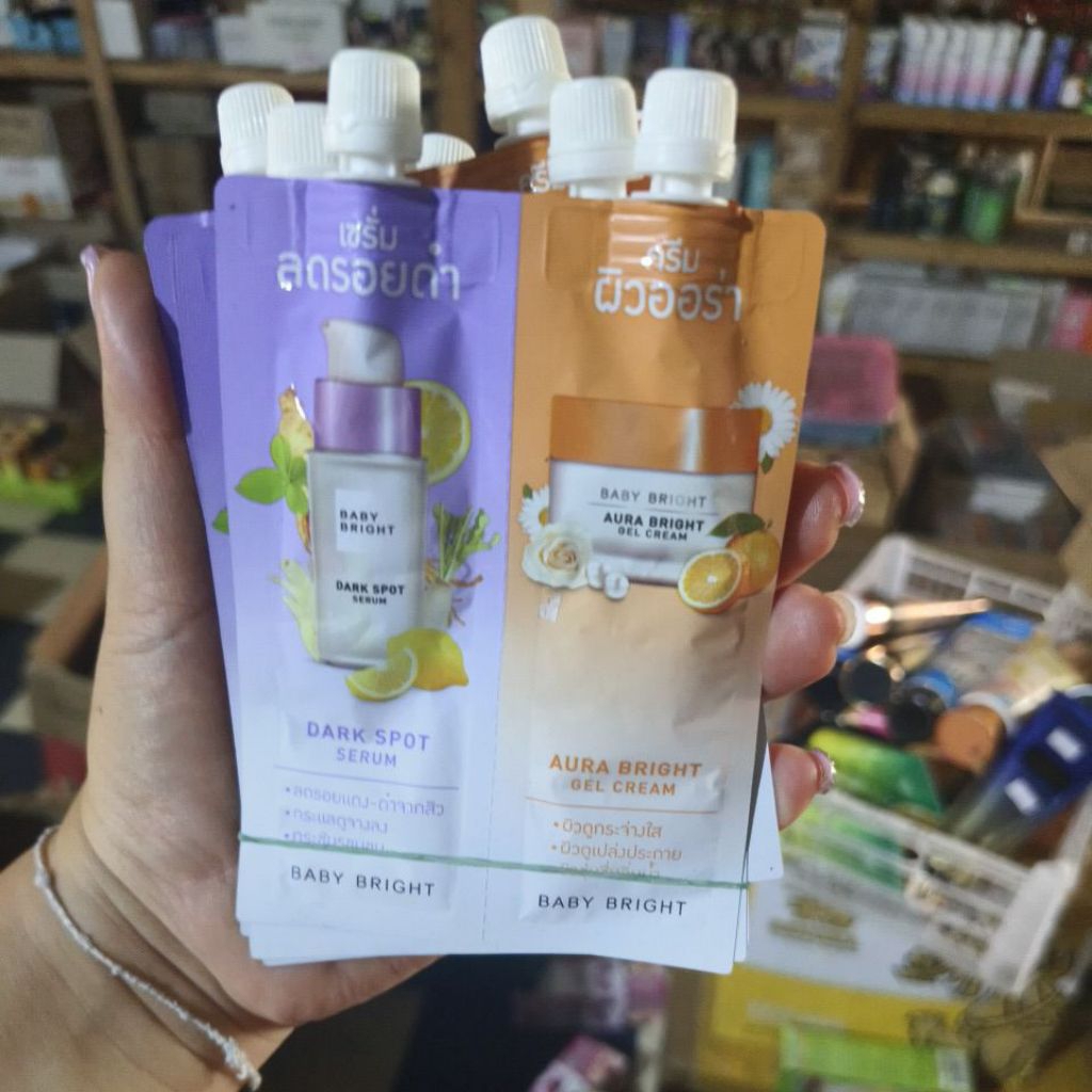 baby bright 2 in 1 บำรุง + ฟื้นฟูผิว(ซอง)กลูต้า + 24 k gold เซตผิวใสอม ...